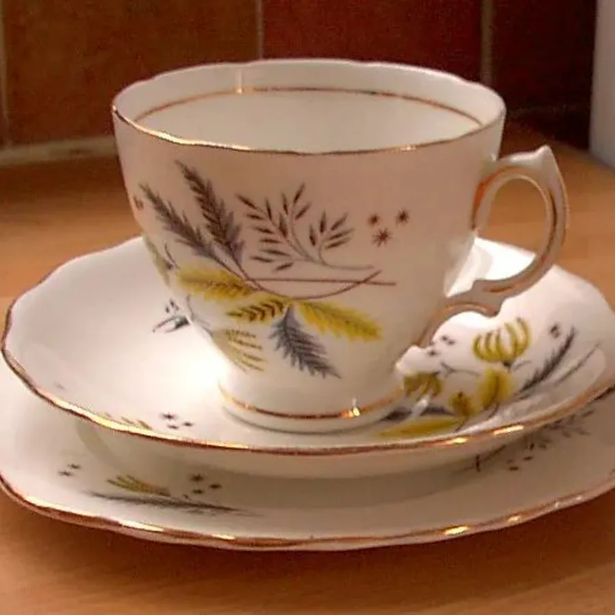 Colclough STARDUST CUP/SAUCER/PLATE Trio, retro, vintage, shabby chic ...