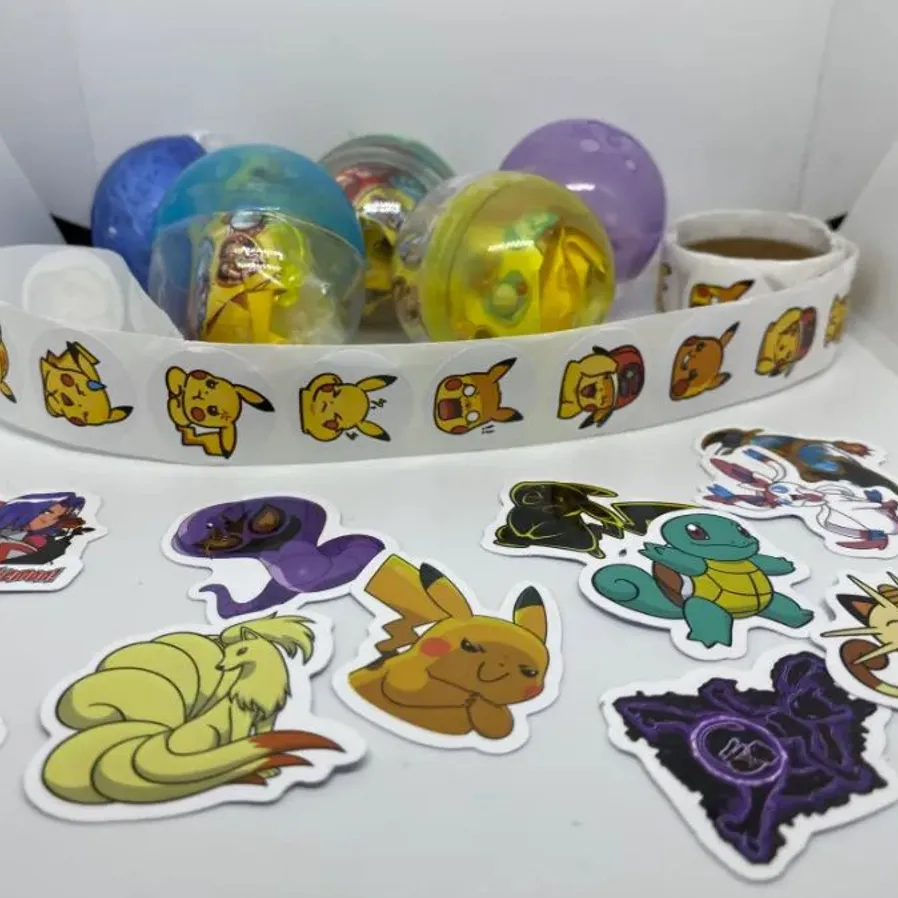 100 X Toy Filled capsules Pokemon Stickers - VENDING MACHINE STOCK ...