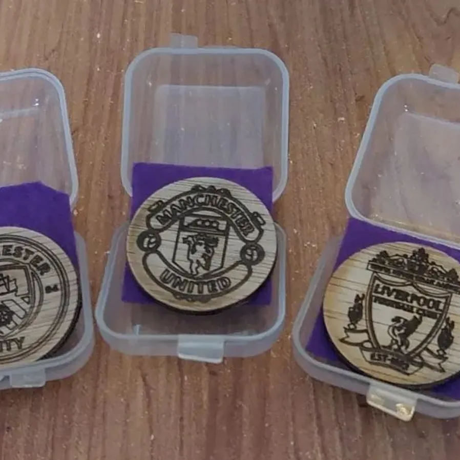 Laser cut football coins in a plastic presentation box great stocking ...