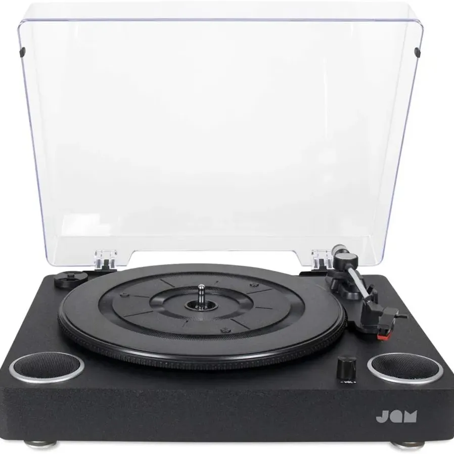 JAM Sound Turntable Player, Vinyl Record Player, Built-In Dual Stereo ...