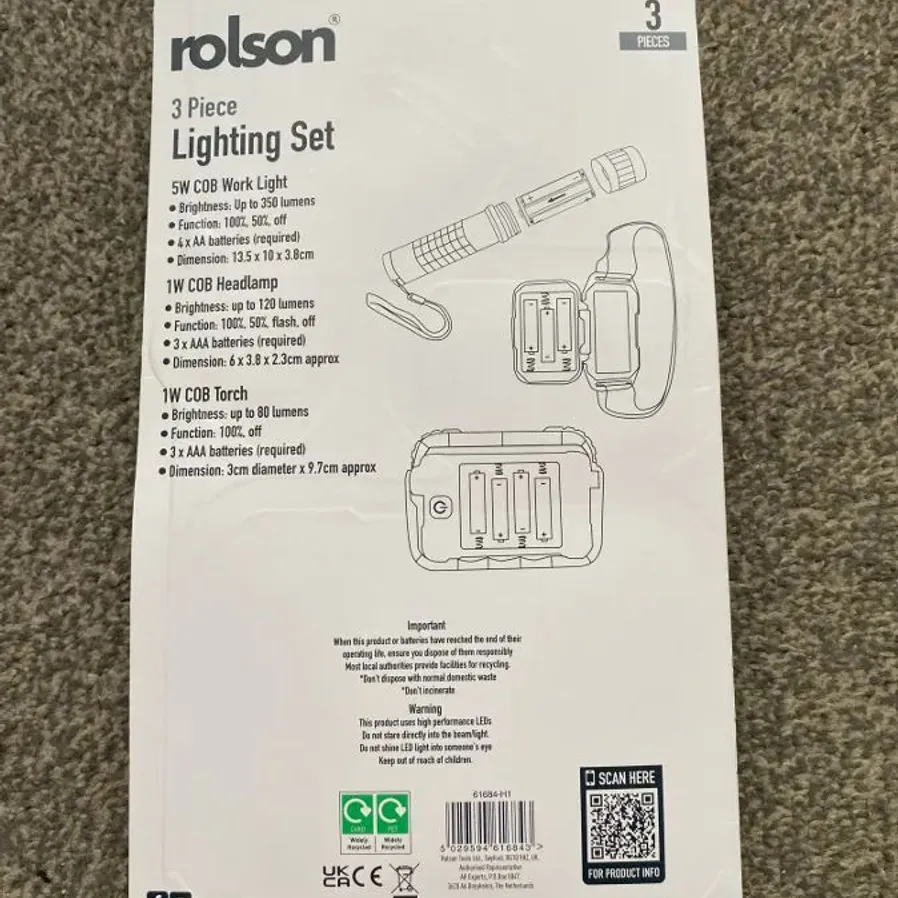 Rolson 3 Piece Lighting Set | 7436 | jog it on