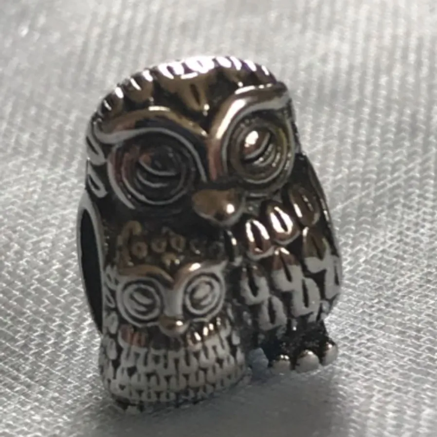 Genuine 925 silver owl with baby charm comes in a cute velvet pouch for ...