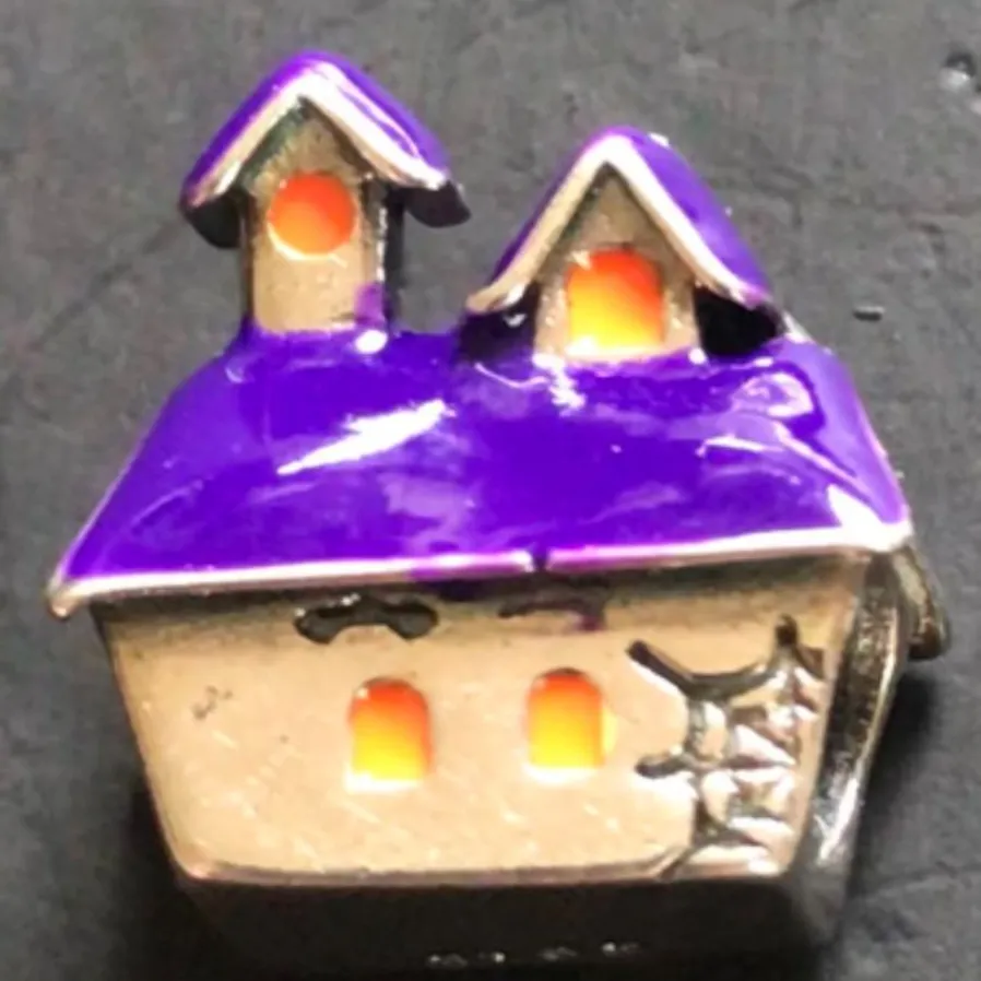 Genuine 925 silver haunted house charm comes in a cute velvet pouch for ...