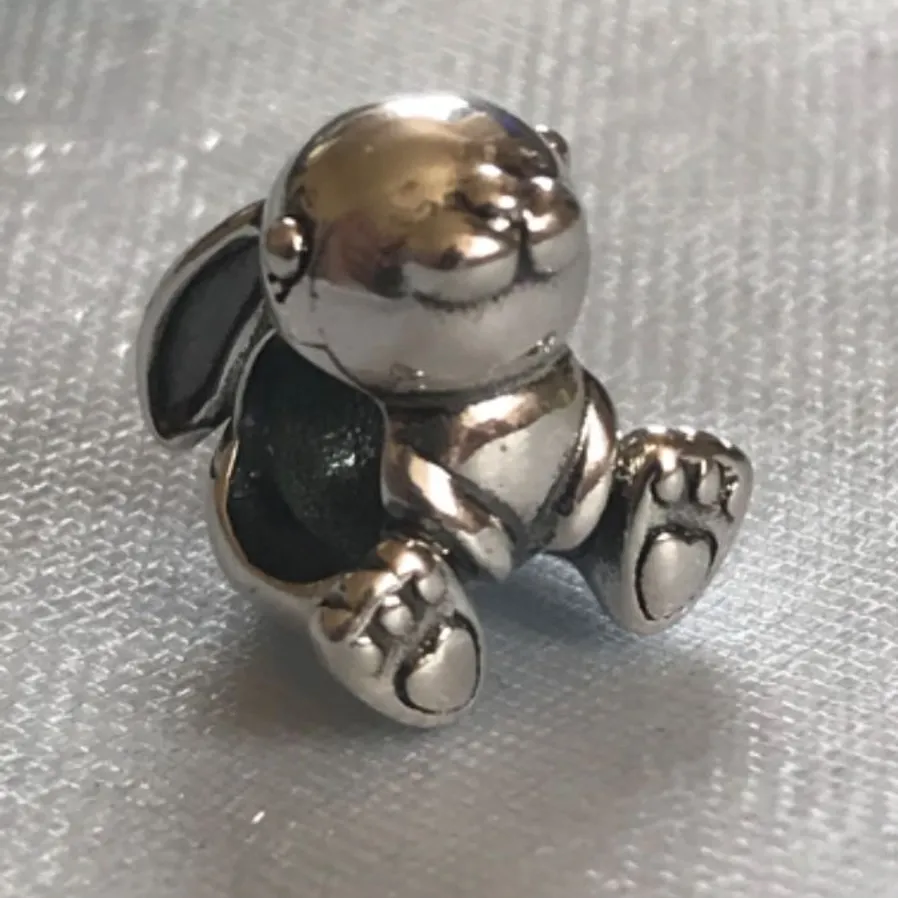 Genuine 925 silver Rabbit bunny charm comes in a cute velvet pouch for ...