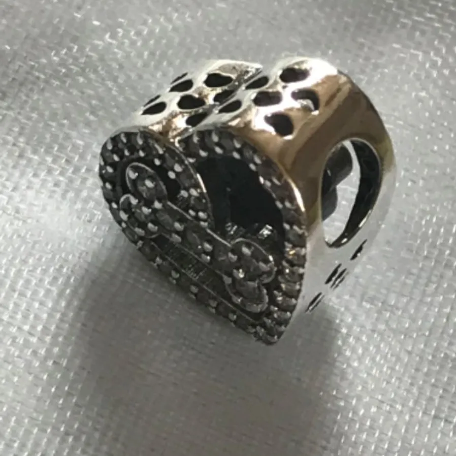 Genuine 925 silver pet dog paw charm pink with sparkle bone on rear for ...