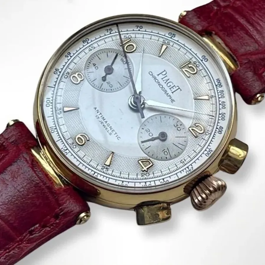 piaget chronographie watch in real 18k gold 10 microns and 17 jewels ...