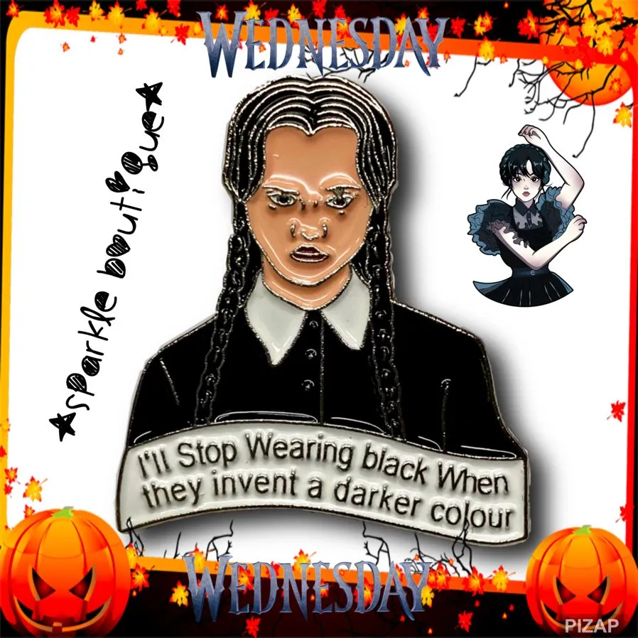 Wednesday Addams Darker Color Enamel Pin Badge + Free Organza Bag ...