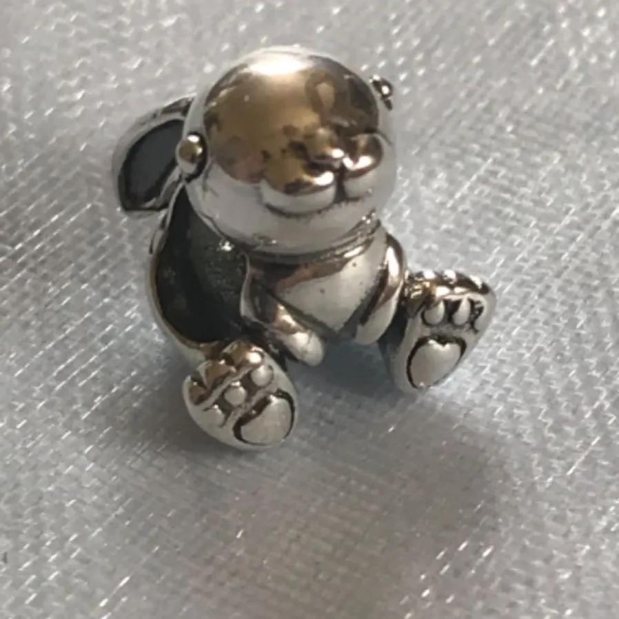 Genuine 925 silver Rabbit bunny charm comes in a cute velvet pouch for ...