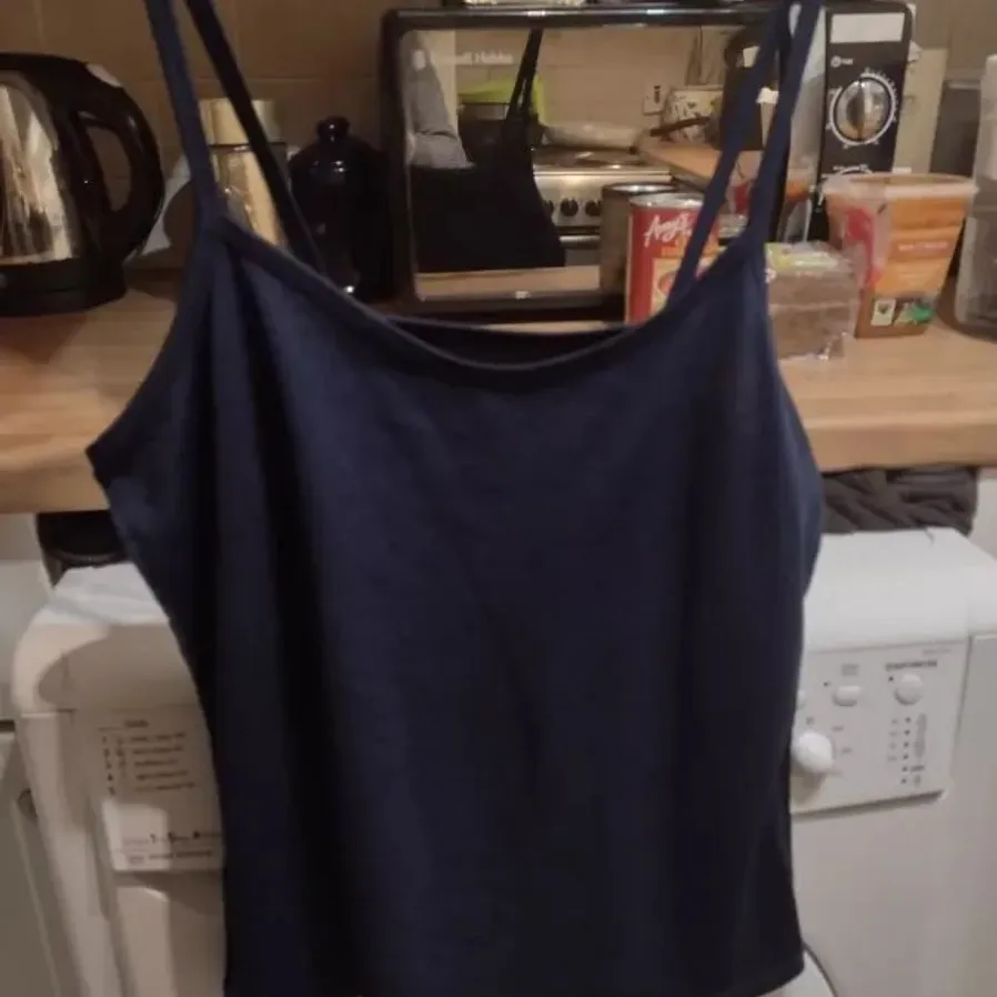 Navy Blue Cami Top Size 10-12 Never worn feels like nylon type material ...