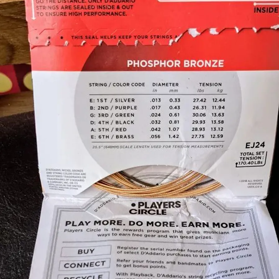 D'Addario Guitar Strings - Phosphor Bronze Acoustic EJ24 Rich, Full ...