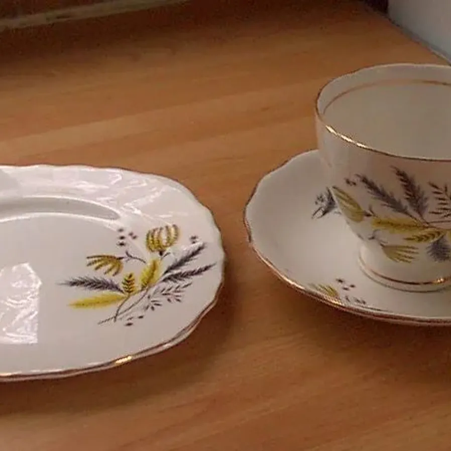 Colclough STARDUST CUP/SAUCER/PLATE Trio, retro, vintage, shabby chic ...