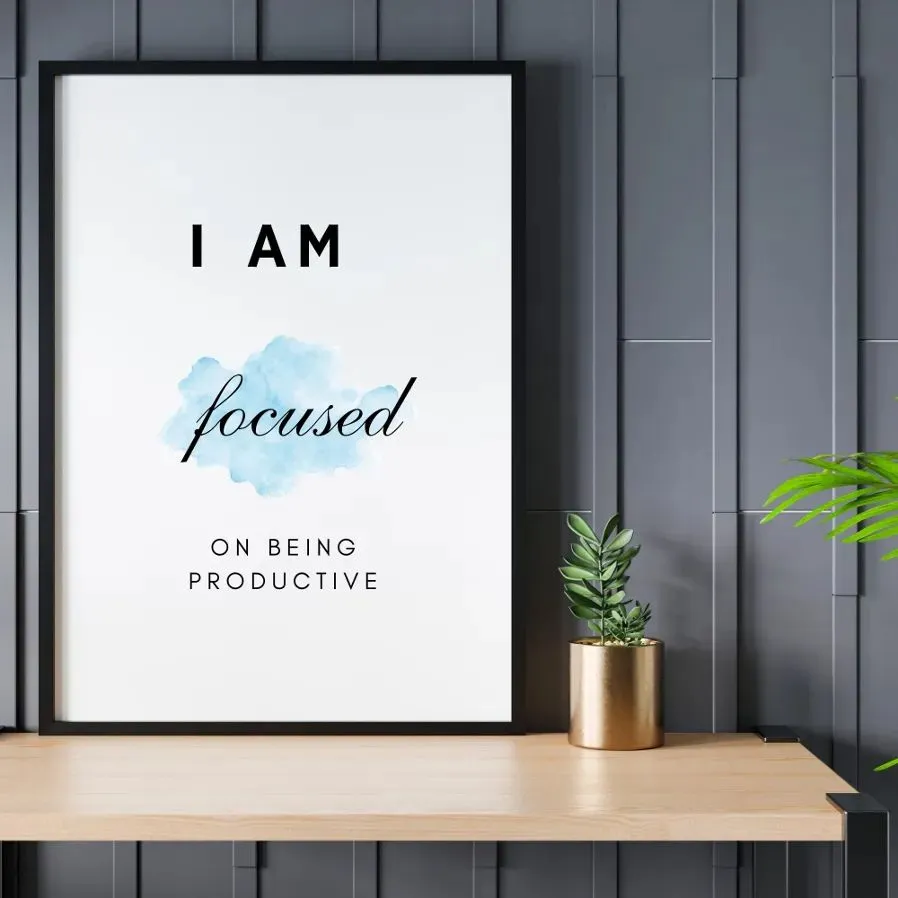 Motivational Wall Art Prints 'i am focused on being productive'' Home ...