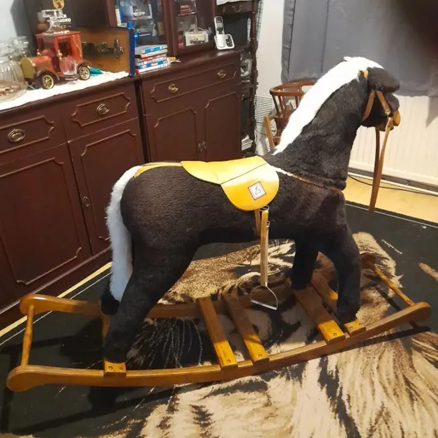 Beautifull wooden rocking horse rocking horse all done to a high safety ...