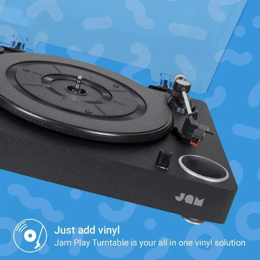 JAM Sound Turntable Player, Vinyl Record Player, Built-In Dual Stereo ...