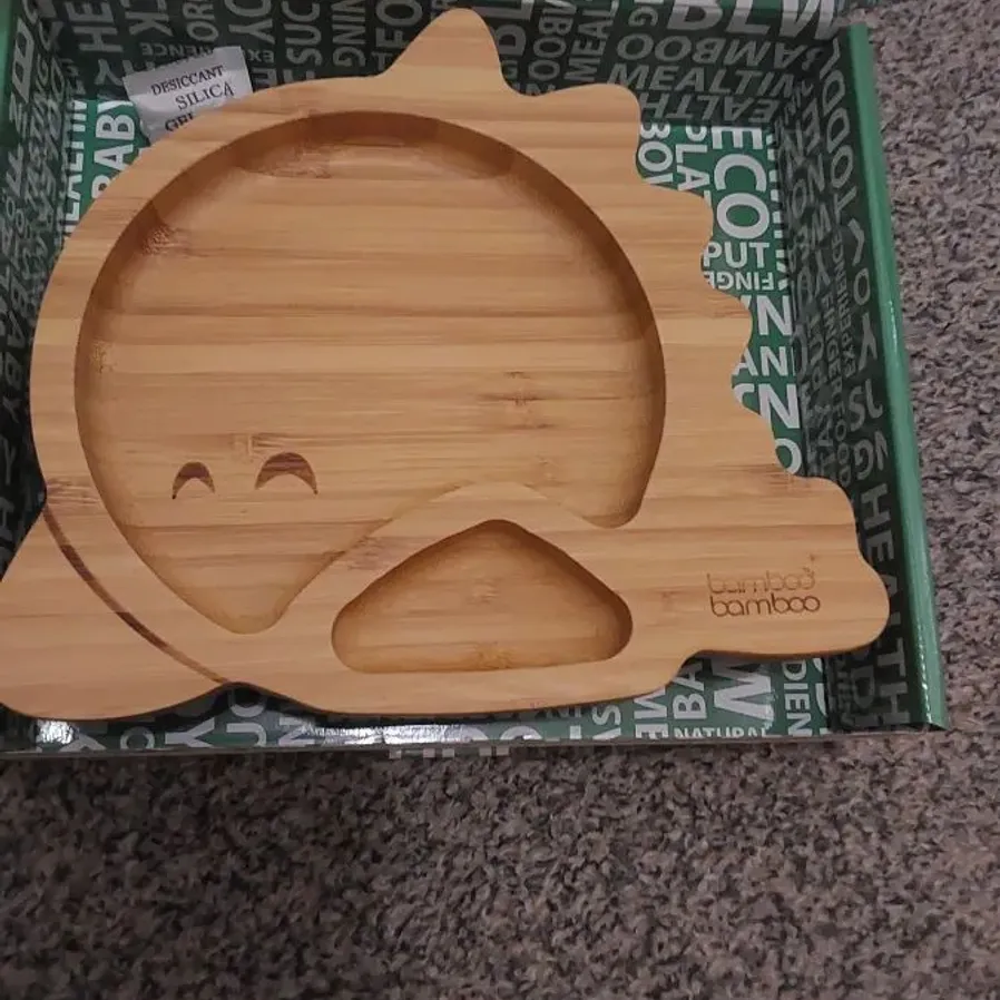 Bamboo dinosaur plate for kids | 5737 | jog it on