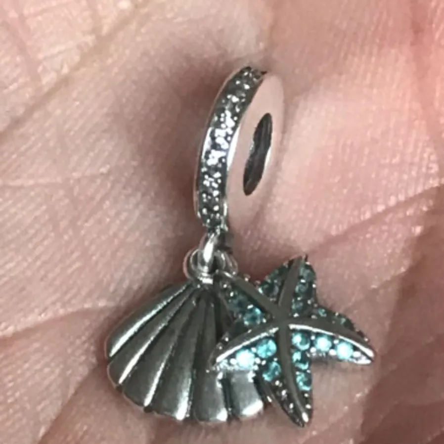 Genuine 925 Silver Seashell and Starfish Charm comes in a cute velvet ...